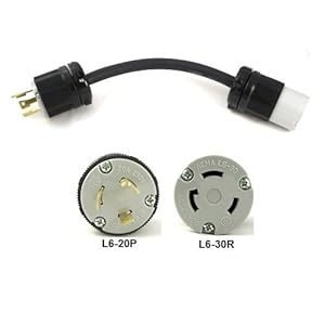 NEMA L6-20P to L6-30R Plug Adapter - 1 Foot, 20A/250V 12 AWG - Iron Box # IBX-4488 - - Amazon.com