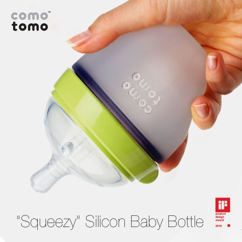 Comotomo Natural Feel Baby Bottle, Green, 5 Ounces