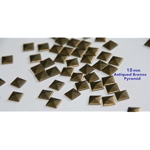 100pc Hotfix Iron On, 10mm Flat Back Bronze Pyramid Studs -FlatBack Glue on Studs – Antiqued ...