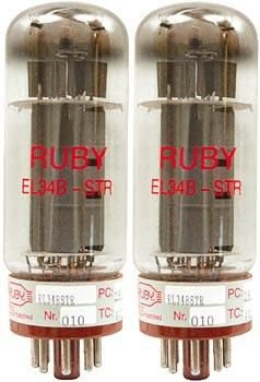 Ruby Tubes EL34BSTR-MQ El34 Ruby Tubes, Matched Quad Set | Instrument Amplifier Tubes