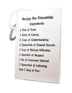 Recipe For Friendship Ingredients Plaque With Rope Hanger: Amazon.co.uk ...