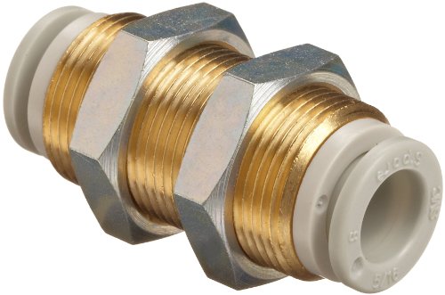 SMC KQ2E08-00A Brass Push-to-Connect Tube Fitting, Bulkhead Union, 8 mm Tube OD General General