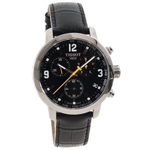 Amazon.com: Tissot Men's 'PRC 200' Black Leather Strap Chronograph Sport Watch: Tissot: Watches