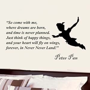Peter Pan so Come with Me Where Dreams Are Born Wall Quote Vinyl Wall ...