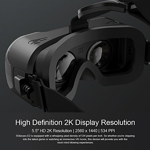 価格比較 Docooler 3Glasses D2 VR ヘッドセット 仮想現実 VRメガネ VRゲーム 没入型 3D映画 5.5inch TFT-LCD 2K高精細画面 HDMI＆USB ...