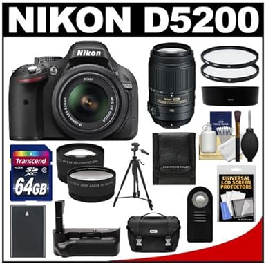 Complete DSLR camera: Nikon D5200 Digital SLR Camera & 18-55mm G VR DX AF-S Zoom Lens (Black ...