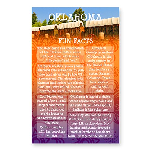 OKLAHOMA FUN FACTS postcard set of 20 identical postcards. US state ...
