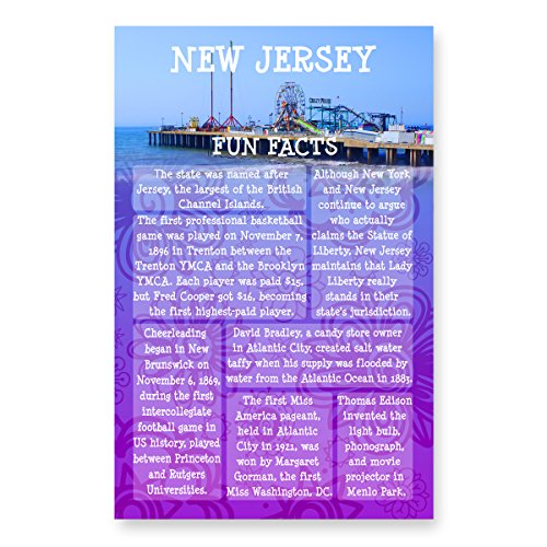 NEW JERSEY FUN FACTS postcard set of 20 identical postcards. US state ...