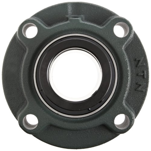 NTN UELFC212-207D1 Light Duty Piloted Flange Bearing, 4 Bolts, Eccentric Lock, Regreasable ...