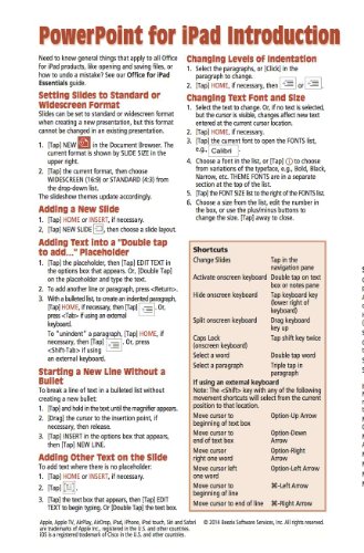 Buy Microsoft PowerPoint for iPad Quick Reference Guide: Introduction (Cheat Sheet of ...