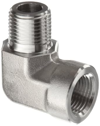 Parker Stainless Steel 316 Pipe Fitting, 90 Degree Street Elbow, 1/4" NPT Male X 1/4" NPT Female