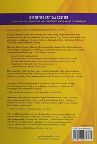 Identifying Critical Content: Classroom Techniques to Help - Want It All