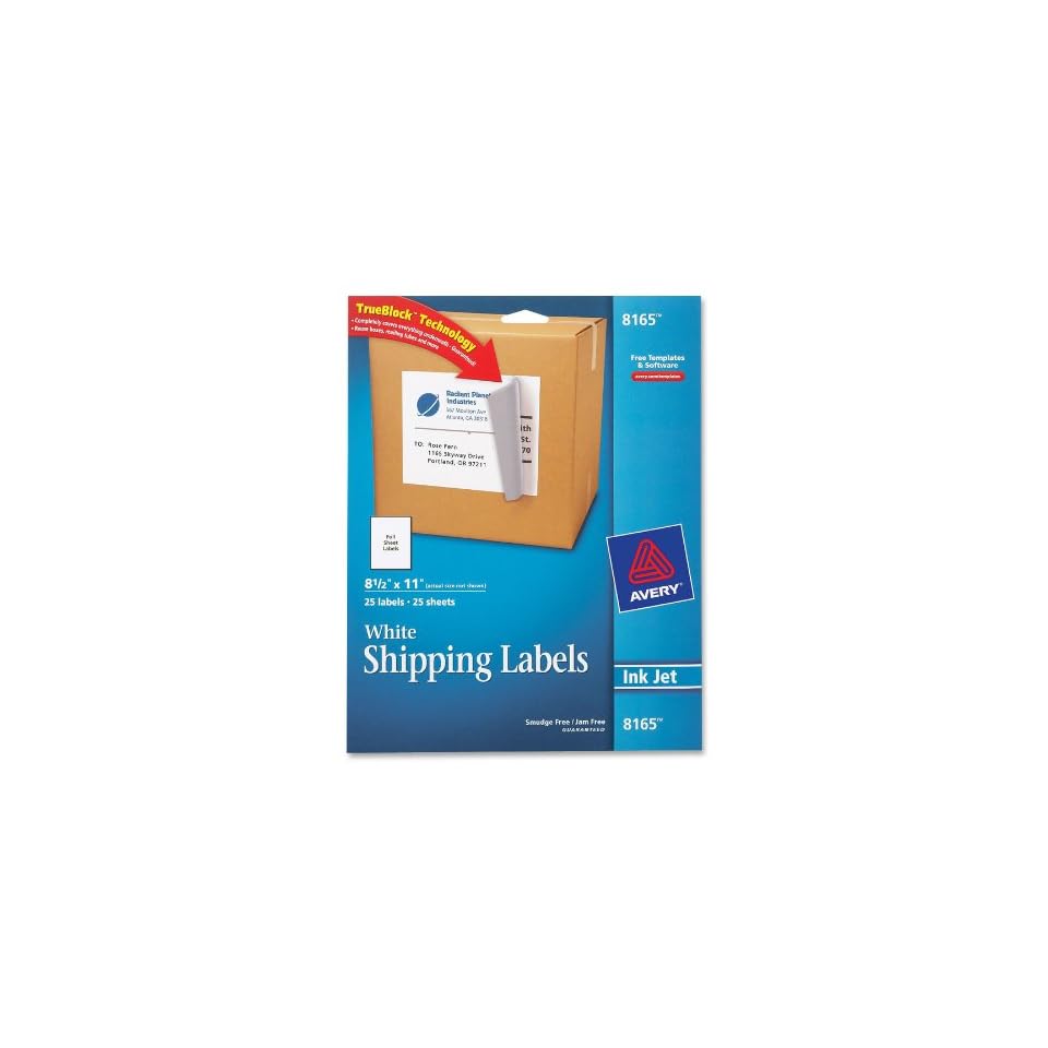 Pack Of 25 Sheets 8165 Avery White Full Sheet Labels For Inkjet 