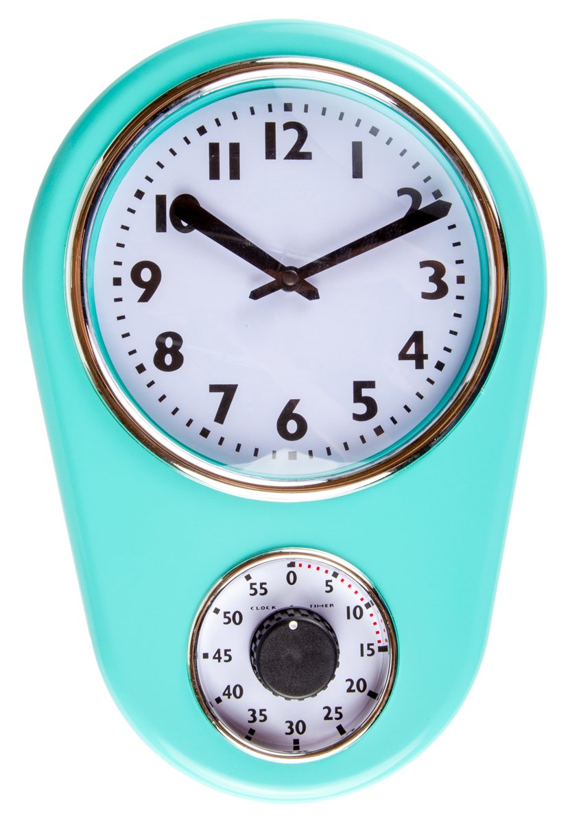Retro Kitchen Timer Wall Clock Torquise By Lily s Home