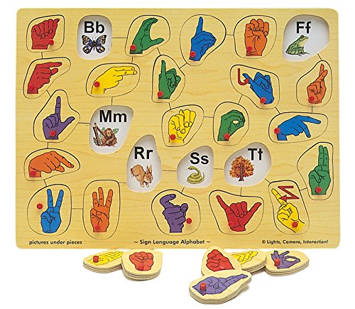 Sign Language Alphabet Easy Grip Peg Puzzle Toys Games Puzzles Wooden ...