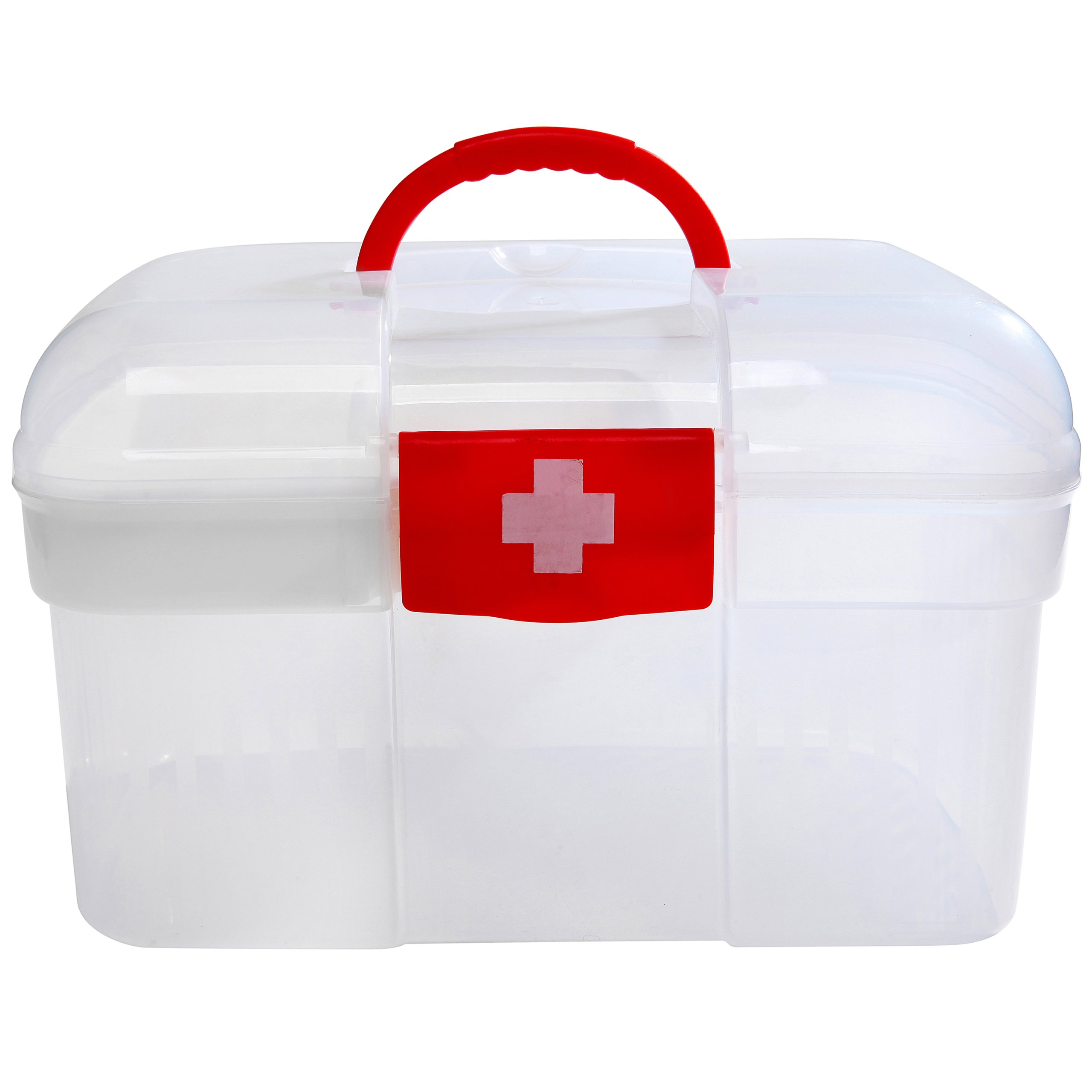 Red First Aid Clear Container Bin Family Emergency Kit Storage Box W red-first-aid-clear-container-bin-family-emergency-kit-storage-box-w