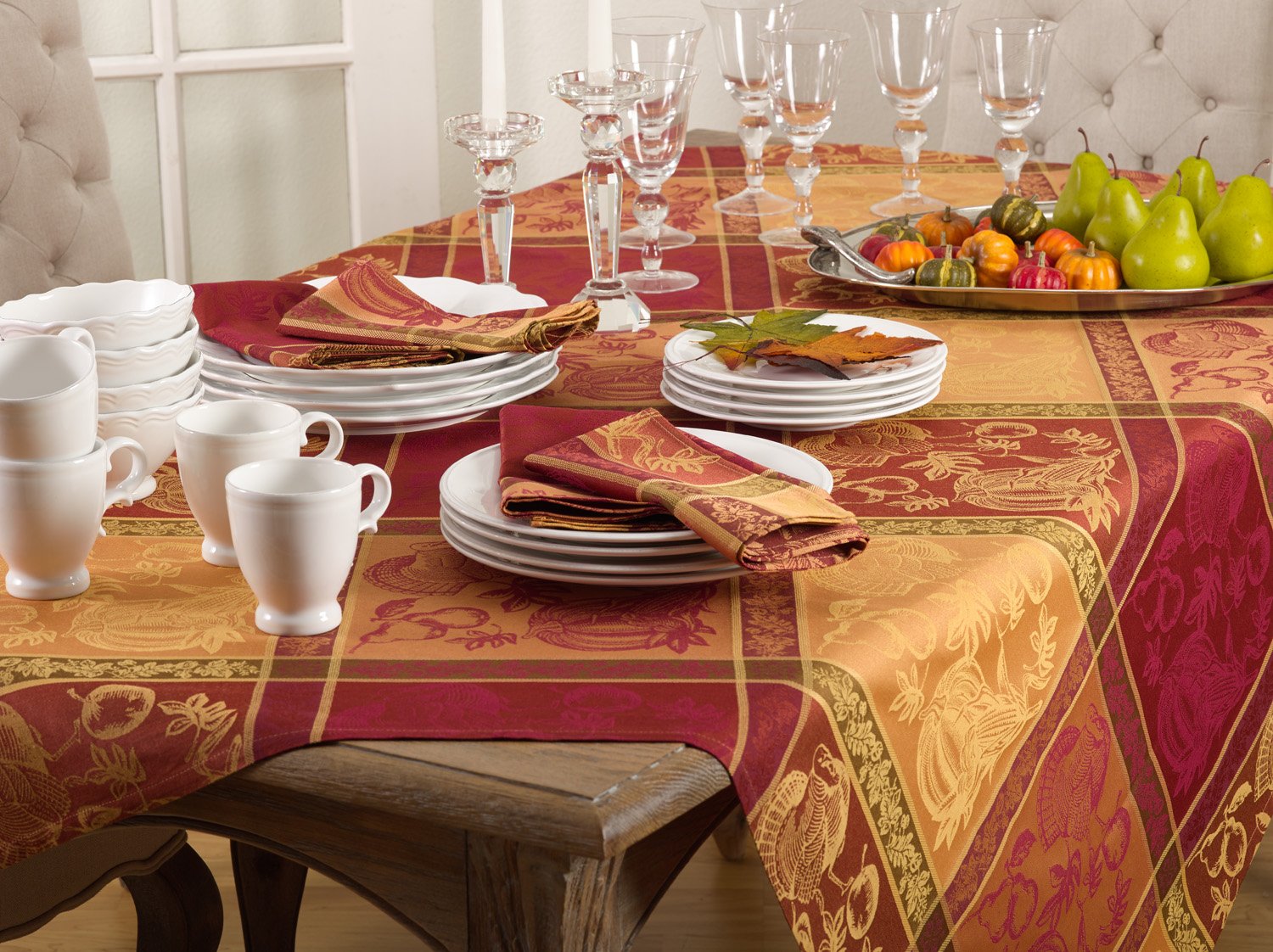 Jacquard Warm Thanksgiving Table Linens Tablecloth Napkins Jacquard Warm Thanksgiving Table Linens Tablecloth Napkins