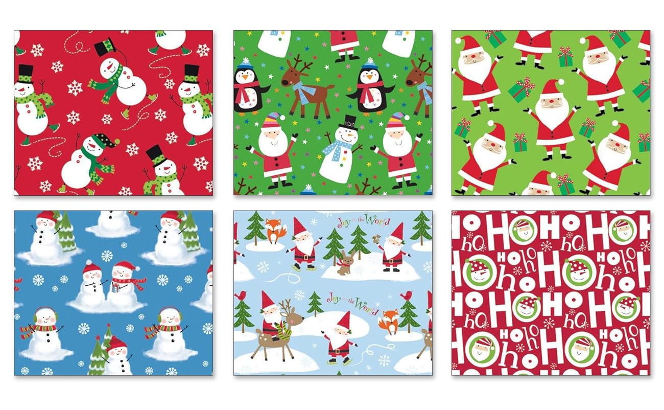 Pack Of 6 Rolls Of Holiday Wrapping Paper 6 Different Juvenile 