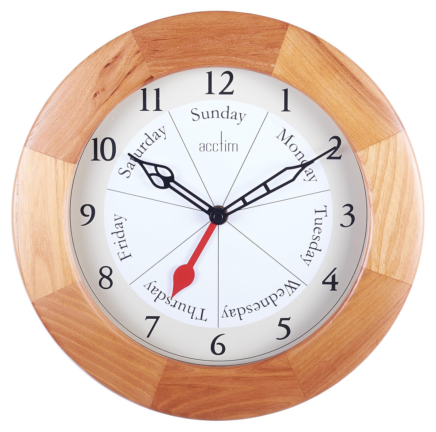 Acctim 24671 Polima Day Of The Week Wall Clock Natural Wood Mounted acctim-24671-polima-day-of-the-week-wall-clock-natural-wood-mounted
