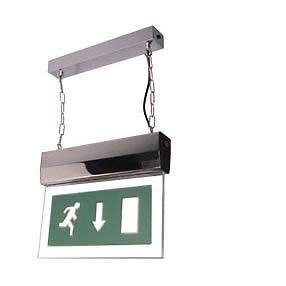 Rasmi 8W MAINTAINED EMERGENCY POLISHED CHROME HANGING / SUSPENDED EXIT ...