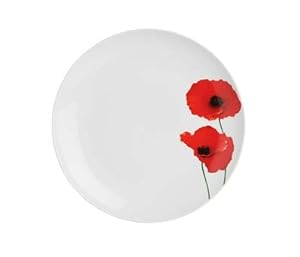 Modern Red Poppy Dinner Plate Porcelain White: Amazon.co.uk: Kitchen & Home