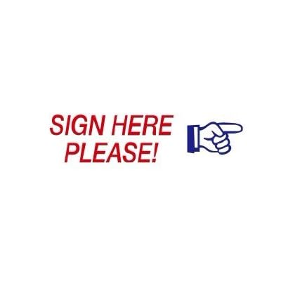 Amazon.com : SIGN HERE PLEASE - Red Office Pre-Ink Rubber Stock Stamp ...