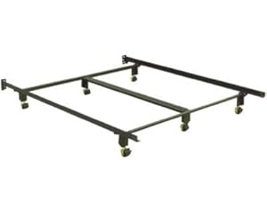 Amazon.com - King Size Metal Bed Frame with Casters Carpet Rollers and ...