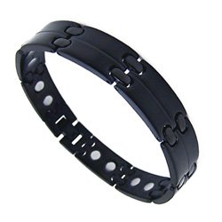 Amazon.com: Men's Black Stainless Steel Magnetic Golf Bracelet L 6.5 ...