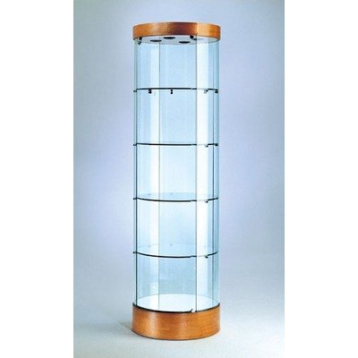 Round Glass Tower Display Case Finish Cherry / Gold Frame Sidelights ...