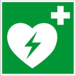 Hinweisschild auf einen Defibrillator (AED Automatisierter externer ...