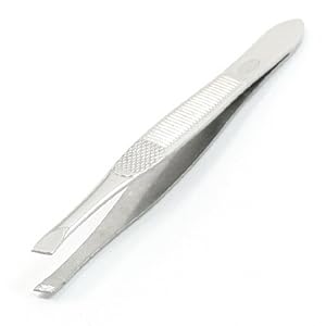 Stainless Steel Flat Tips Eyebrow Tweezers Hair Plucker Silver Tone ...