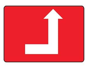 Amazon.com : 90 Degree Right Directional Arrow White on Red Sign NHE ...