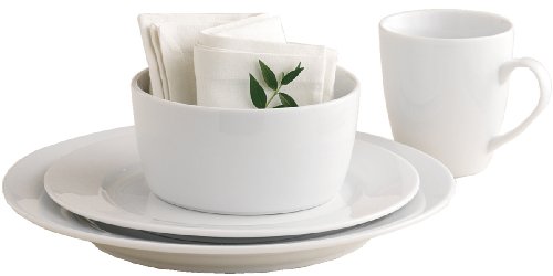 Tag Whiteware Porcelain 16-Piece Dinnerware Set Service for 4, White ...