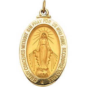 14K Gold Miraculous Medal - Large|Amazon.com