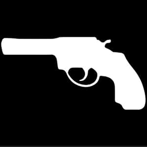 Amazon.com: Revolver Gun Decal Sticker (white, mirrored), Decal Sticker ...
