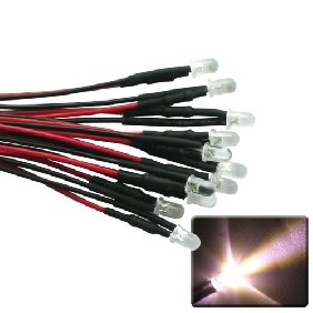 Amazon.com: Qty 10- LED Lights- 5mm pre wired 12 volt leds- 12V White ...