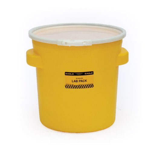 Eagle 1652 Yellow Blow-Molded HDPE Lab Pack with Plastic Lever-Lock Lid ...