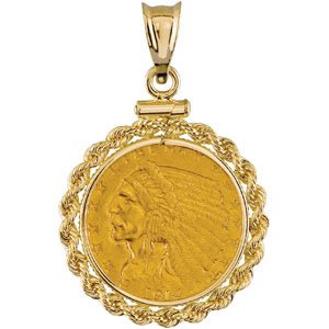 Amazon.com: Authentic $2.50 Indian Head Gold Coin in 14kt Rope Coin ...