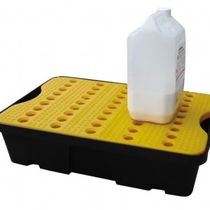 Spill Containment Tray, 23" x 16" x 6", 5 Gallon, Black Base & Yellow ...