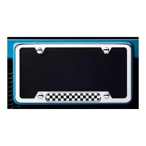 Amazon.com: MINI Cooper Polished Checkerboard License Plate Frame ...
