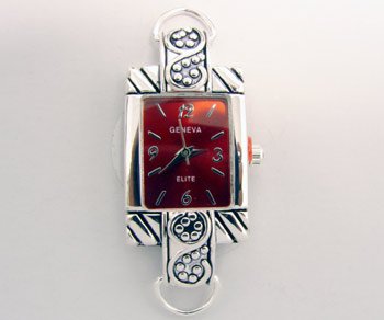 Geneva Elite Red Dial Rectangle Watch Face for Beading, 40x19x7mm ...