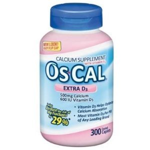 Os-Cal Calcium Supplement with Extra Vitamin D3, 500mg Calcium 600 IU ...