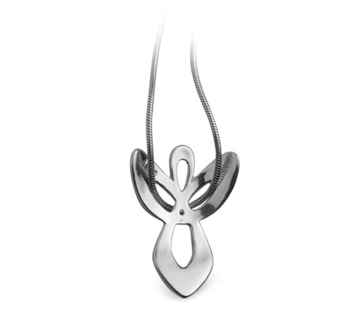 Sterling Silver Guardian Angel Pendant on Snake Chain | Religious Jewelry
