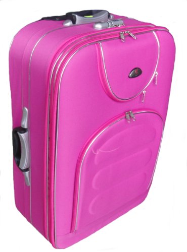 Sehr Grosser Trolley Koffer Pink aus Nylon ! sehr stabil mit Koffergurt ...