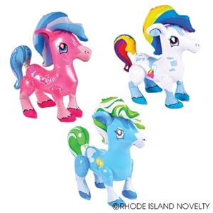 Amazon.com: 3 Pretty INFLATABLE Ponies/PINK Blue & WHITE/27" Inflates ...