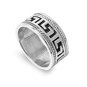 Amazon.com: Sterling Silver Aztec Design Ring - Sterling Silver Aztec ...