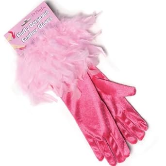 Pink Fluffy Feather Gloves: Amazon.co.uk: Clothing