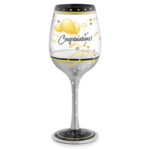 Hand Painted Congratulations Wine Glass - FindGift.com
