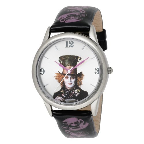 +1:Alice in Wonderland Women’s AL1008 Mad Hatter Silver Dial Black ...
