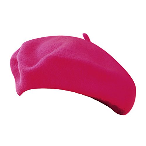 11" HOT PINK Wool Blend French Artist Beret Cap Apparel Accessories ...